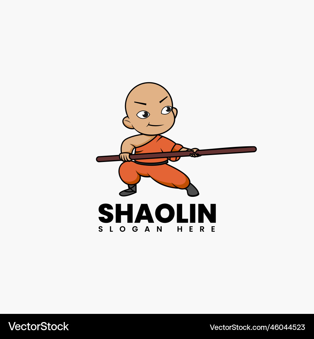 Logo shaolin mascot Cartoon Stil Lizenzfreies Vektorbild