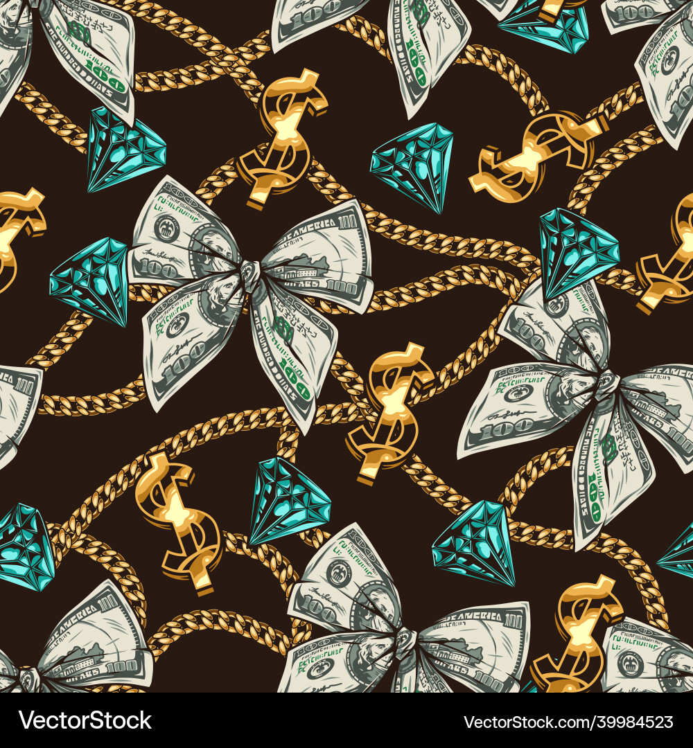 Money and wealth colorful seamless pattern Vector Image