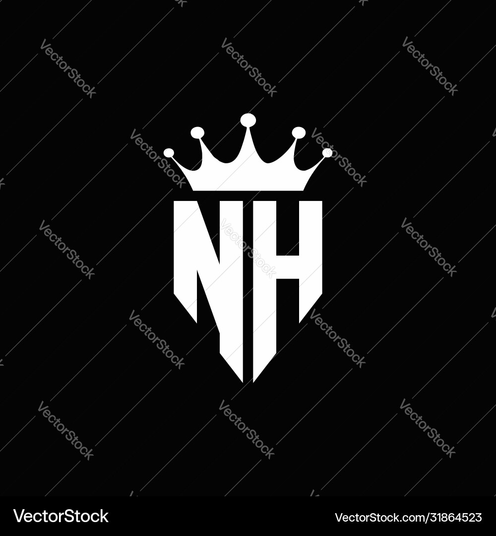 Nh logo monogram emblem style with crown shape Vector Image