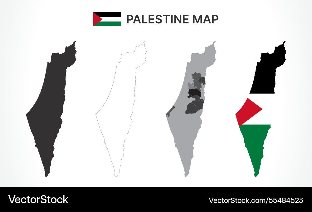Palestine Map Collection Royalty Free Vector Image