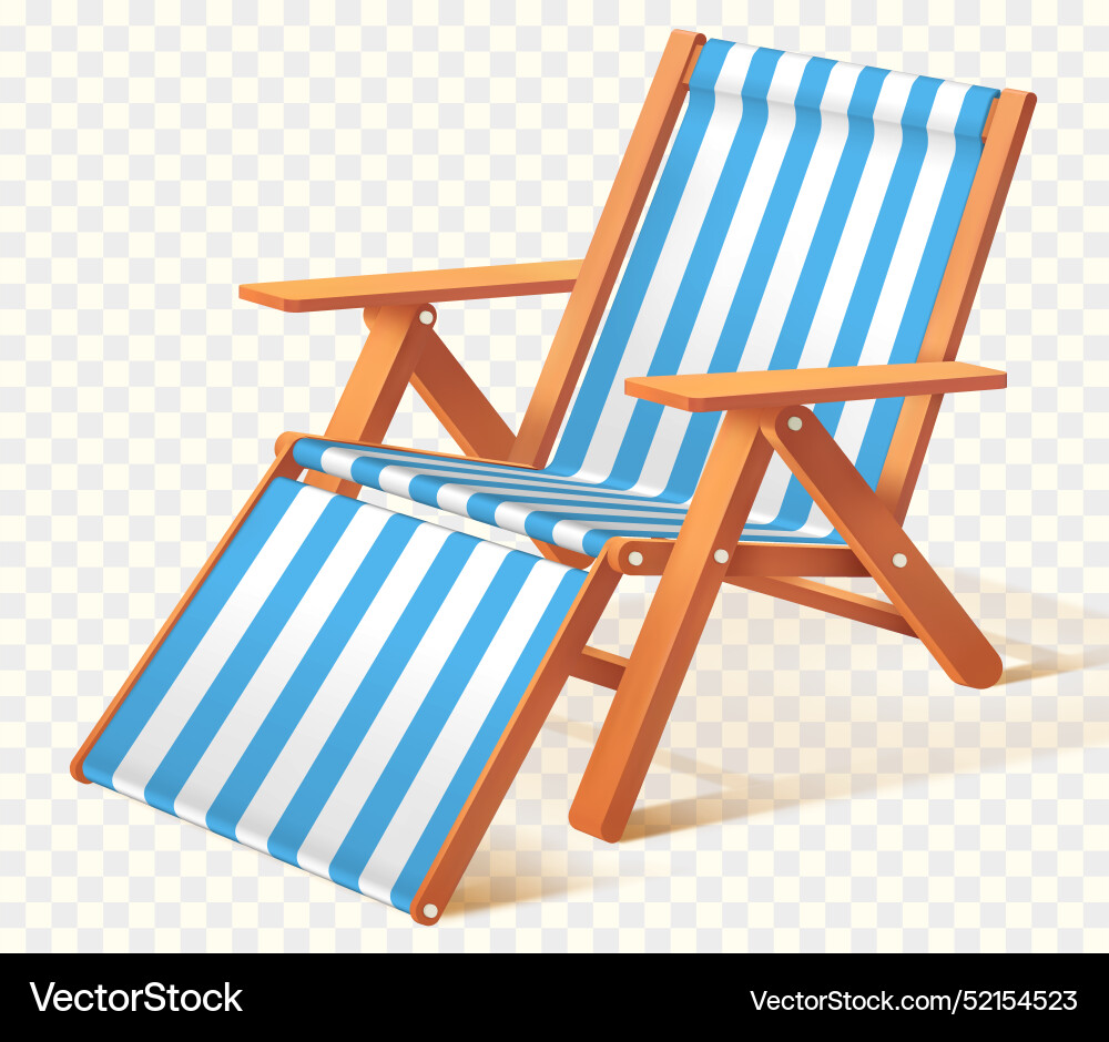 Realistic striped beach chair for relaxation Vector Image