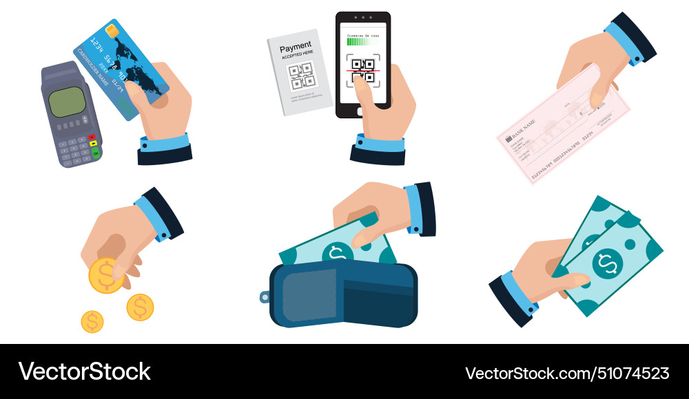Set of various payment options isolated on white Vector Image