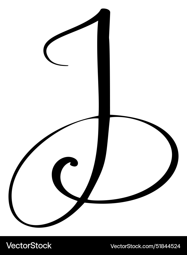 Calligraphy hand drawn letter j drop cap Vector Image