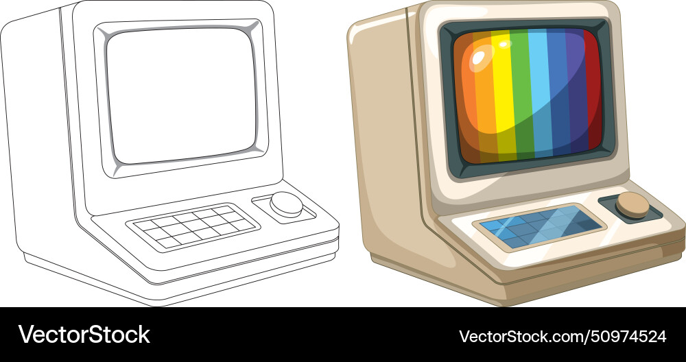 Classic computer and tv Royalty Free Vector Image