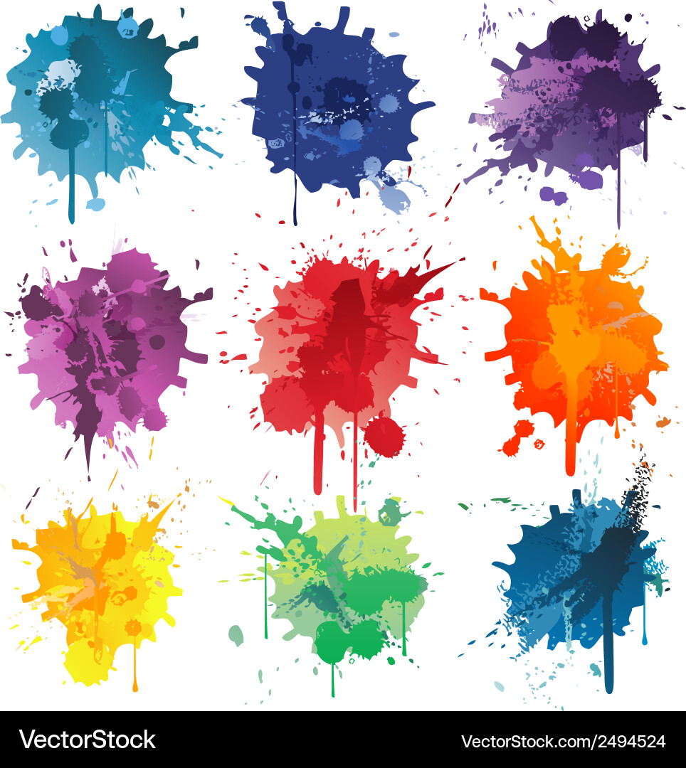 Colorful abstract ink paint splats Royalty Free Vector Image