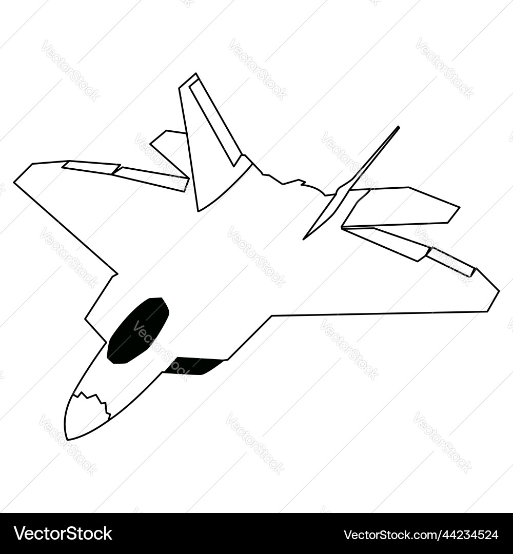 F22 raptor jet fighter black and white design Vector Image