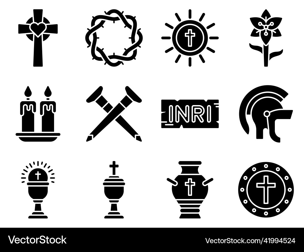 Holy week related solid icon set 4 Royalty Free Vector Image