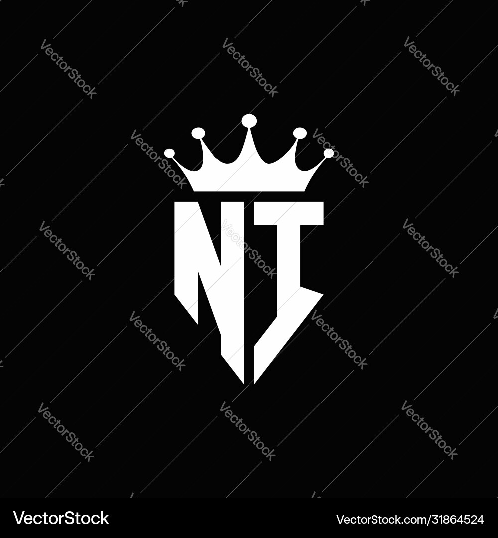Ni logo monogram emblem style with crown shape Vector Image