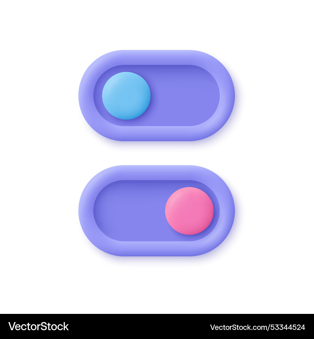 On off toggle switch interface buttons 3d icon Vector Image
