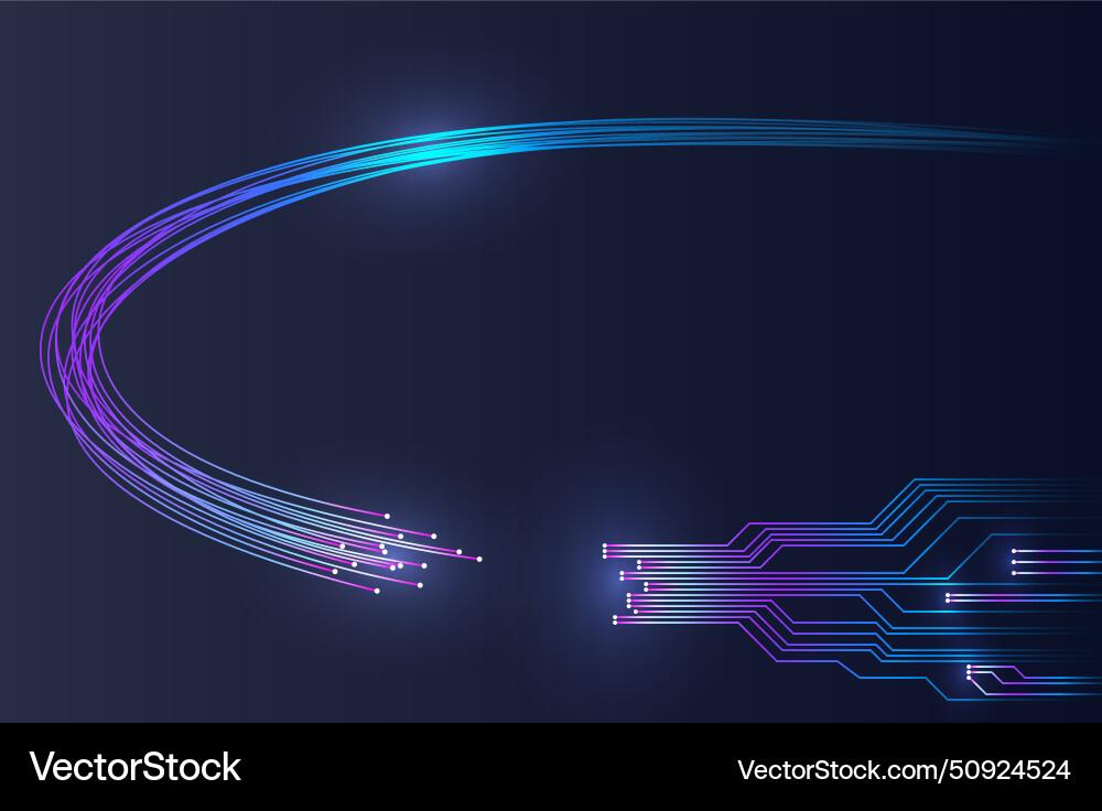Optical fiber with printed circuit board Vector Image