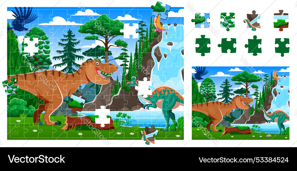 Prehistoric dinosaurs landscape jigsaw puzzle game
