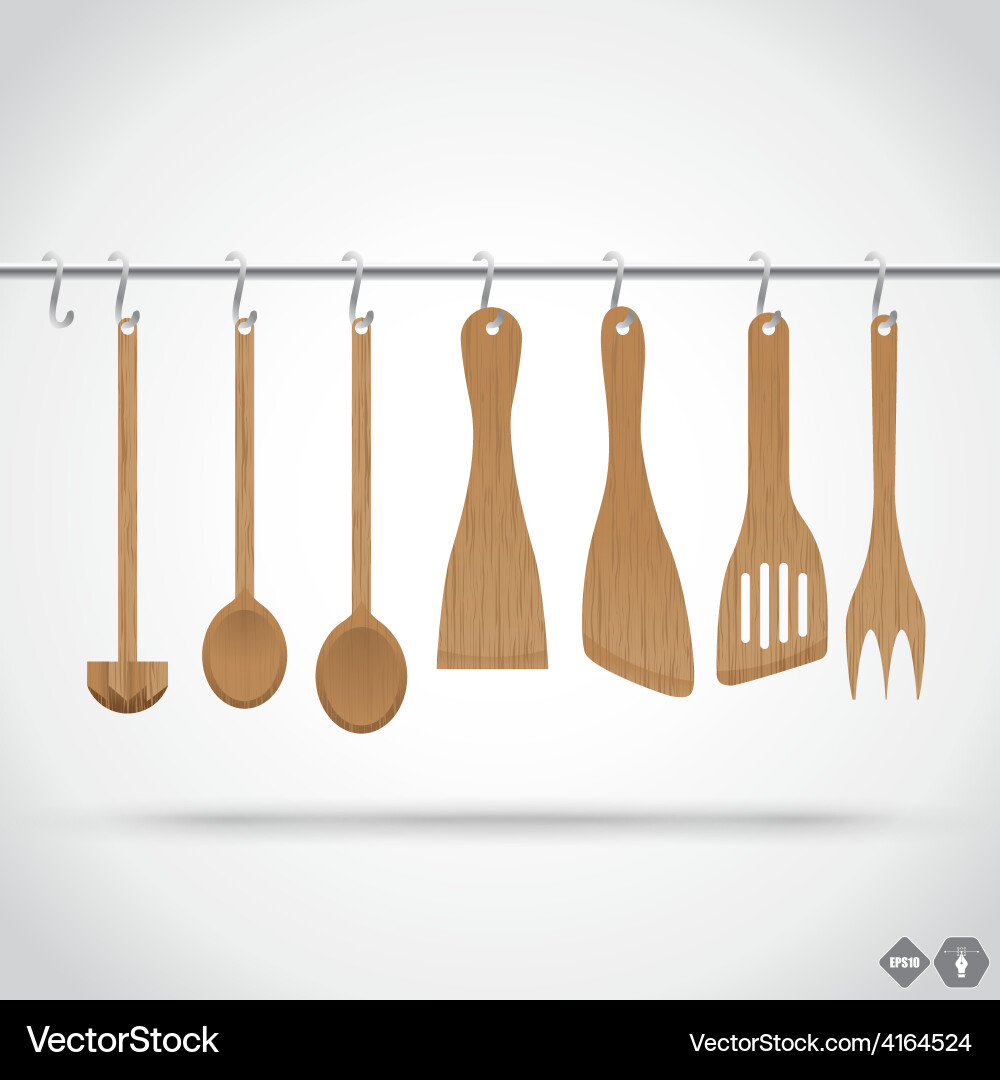 Wooden utensils Royalty Free Vector Image - VectorStock