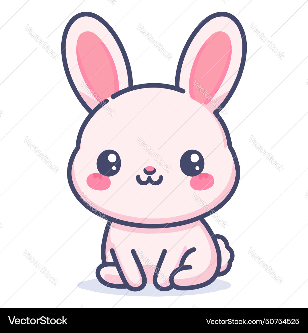 Cute bunny rabbit isolated line art Royalty Free Vector