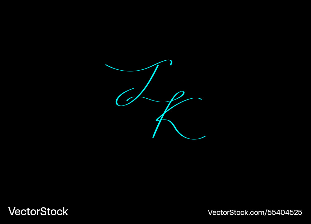 Elegant calligraphy of cursive jk logo Royalty Free Vector