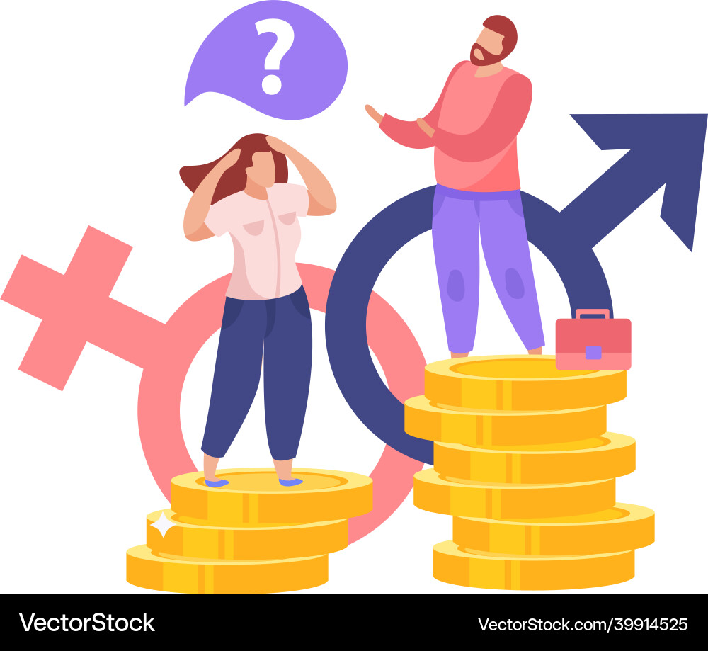 Gender gap salary composition Royalty Free Vector Image
