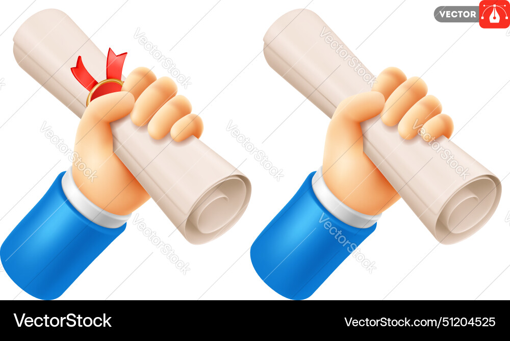 Hand holding paper scroll or diploma Royalty Free Vector