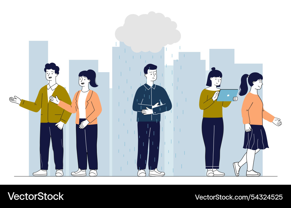 Man with loneliness feeling young guy lonely at Vector Image