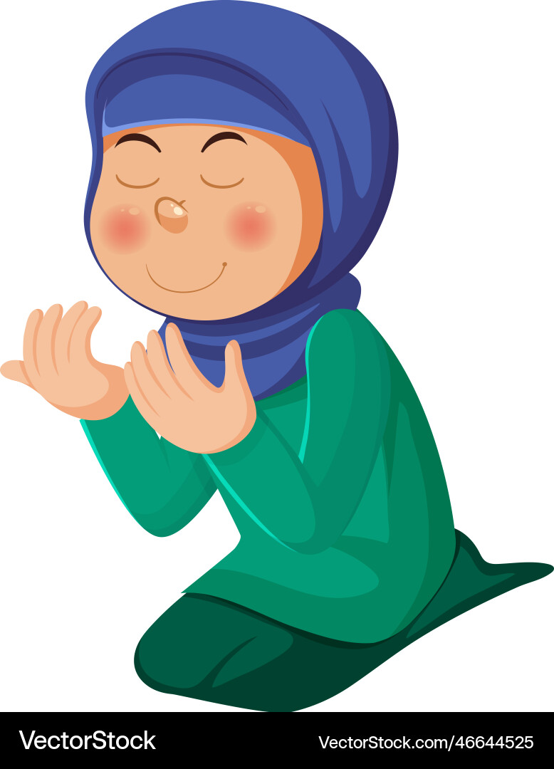 Muslim girl praying Royalty Free Vector Image - VectorStock