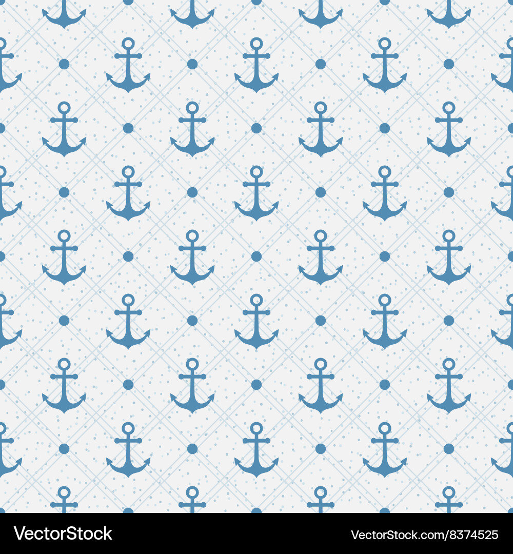 Nautical Anchor Pattern - Blue & White Vector Image