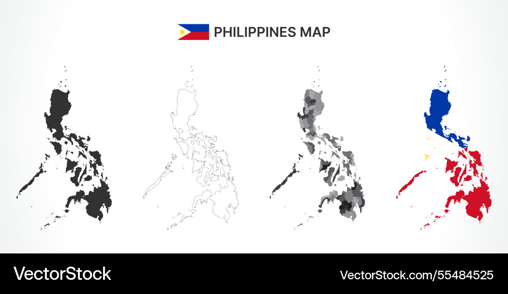 Philippines Map Collection - Diverse Styles Vector Image