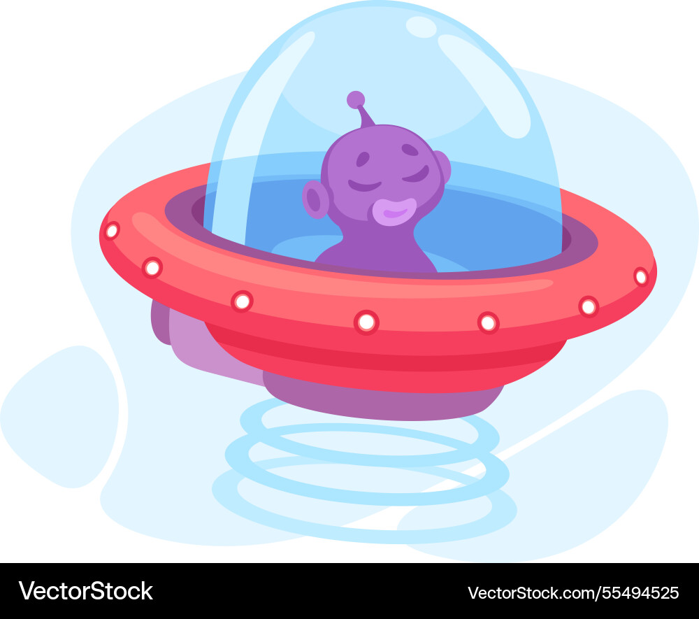 Purple alien character in ufo shuttle Royalty Free Vector