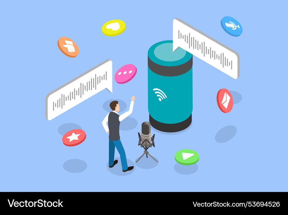 3d isometric flat of voice Royalty Free Vector Image