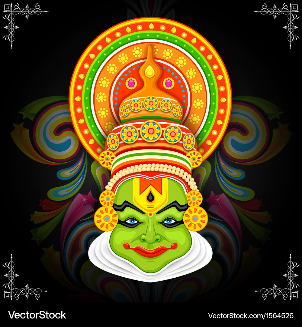 Colorful kathakali face Royalty Free Vector Image