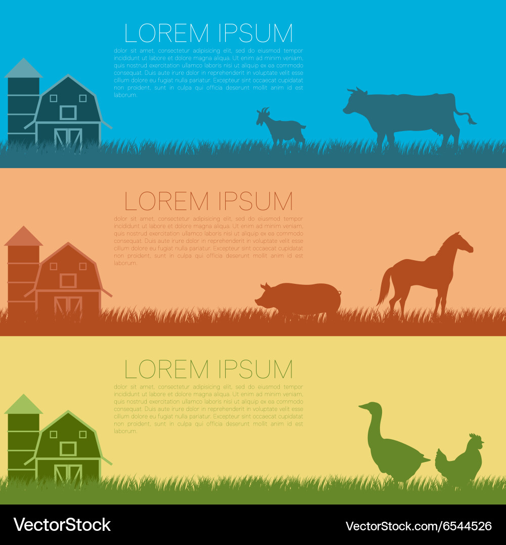 Farm Animal Banners Royalty Free Vector Image - VectorStock