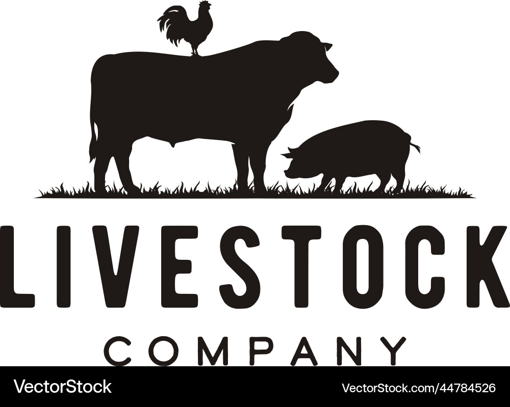 Farm Animals: Cattle, Pig, Chicken Logo Royalty Free Vector