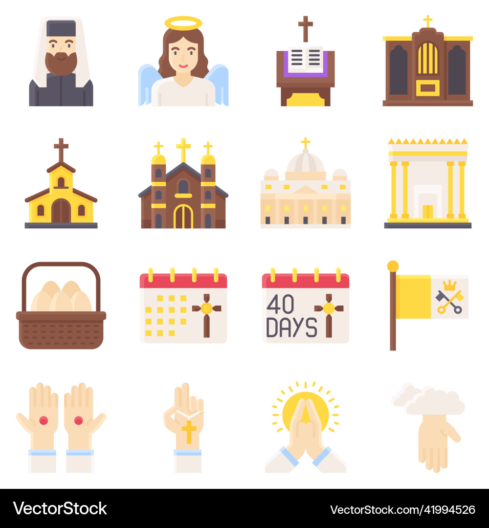 Holy week related flat icon set 2 Royalty Free Vector Image