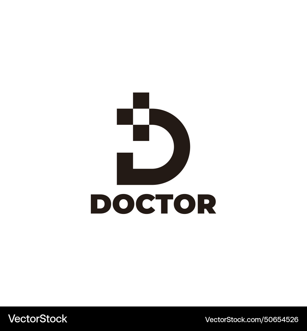 Letter d plus doctor text simple logo Royalty Free Vector