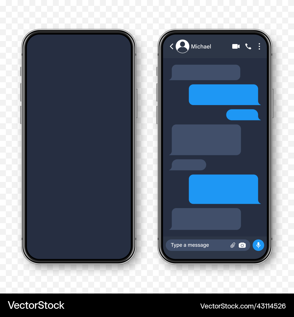 Realistic smartphone with messaging app blank sms Vector Image