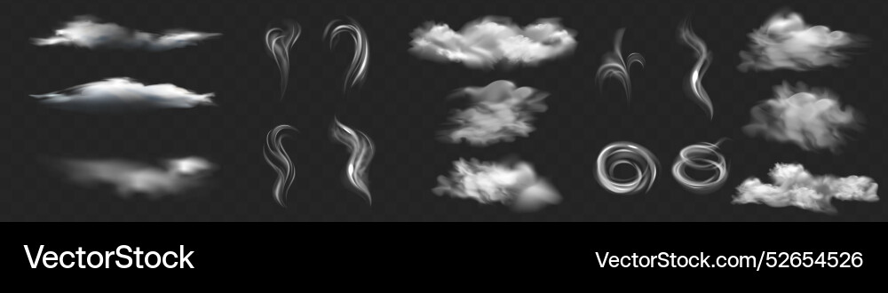Realistic white cloud or fire smoke in the sky Vector Image