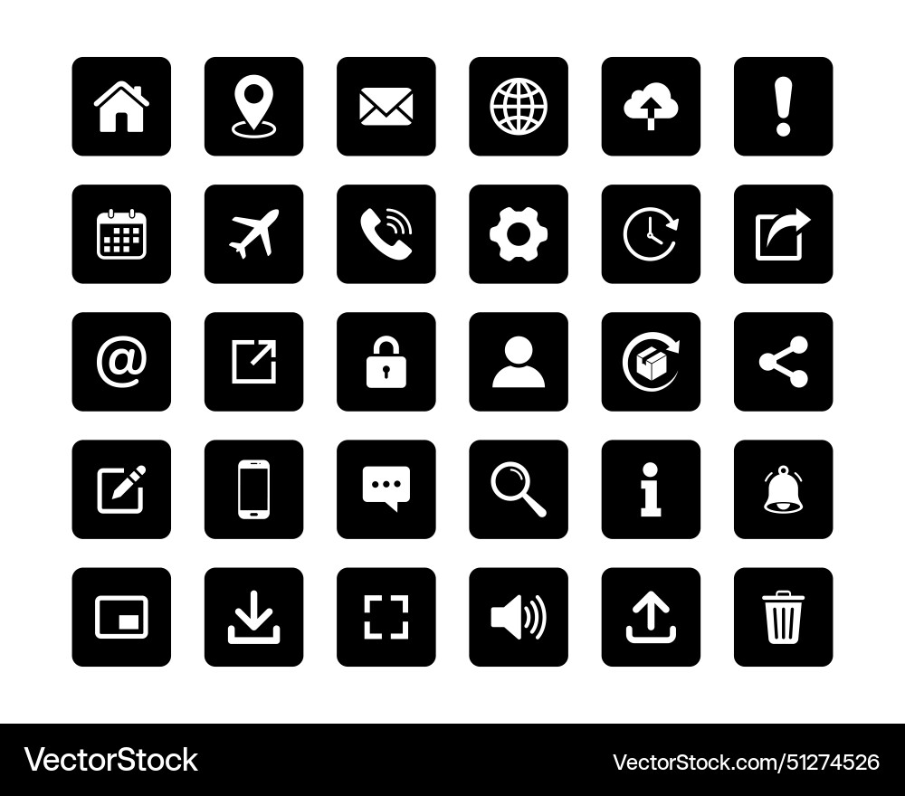 Web icon set symbol and contact information Vector Image