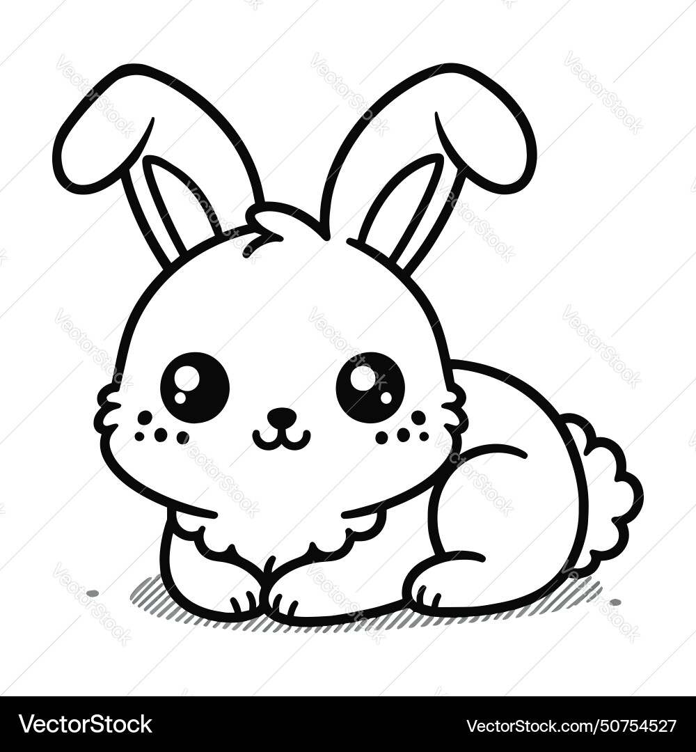 Adorable bunny rabbit coloring book page Vector Image