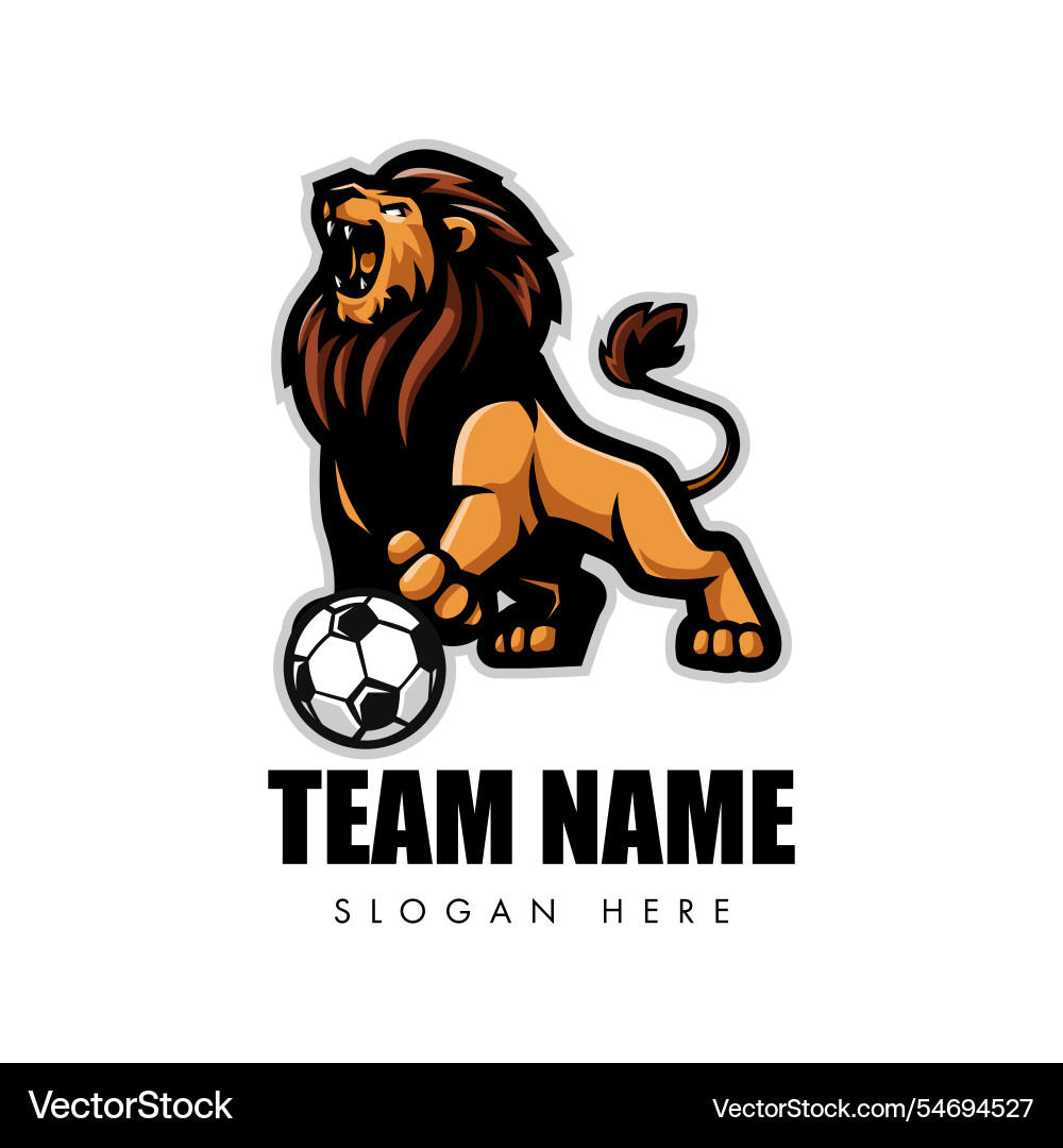 Aggressive Lion Mascot Soccer Logo Royalty Free Vector Image