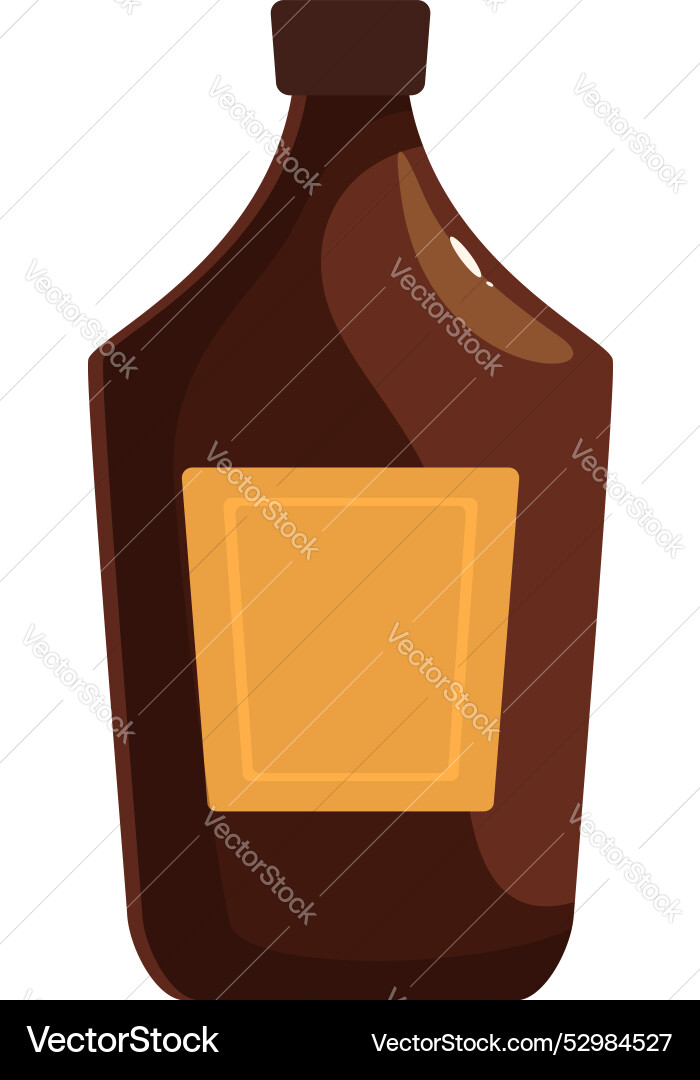 Brown glass bottle containing alcohol with blank Vector Image
