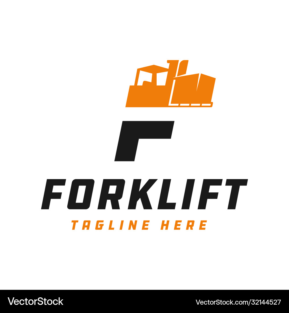 Forklift logo design tool letter f Royalty Free Vector Image