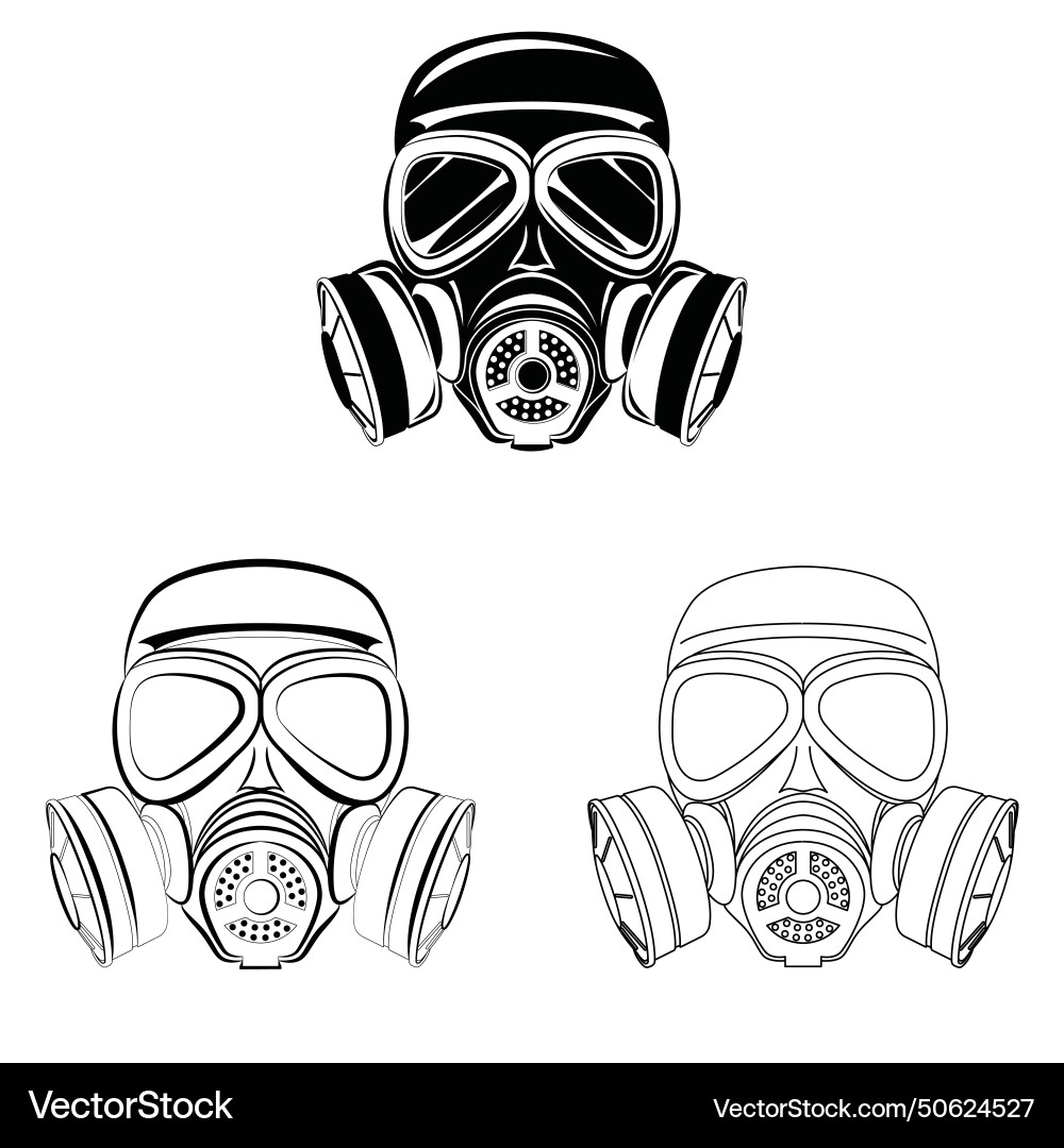 Gas mask full - 3 versions Royalty Free Vector Image