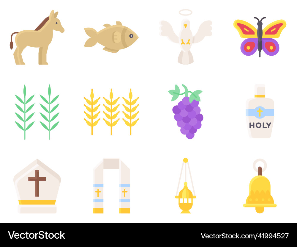 Holy week related flat icon set 3 Royalty Free Vector Image
