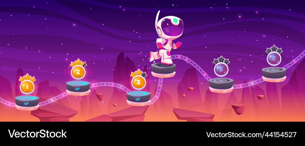 Level map for game with astronaut run on platforms