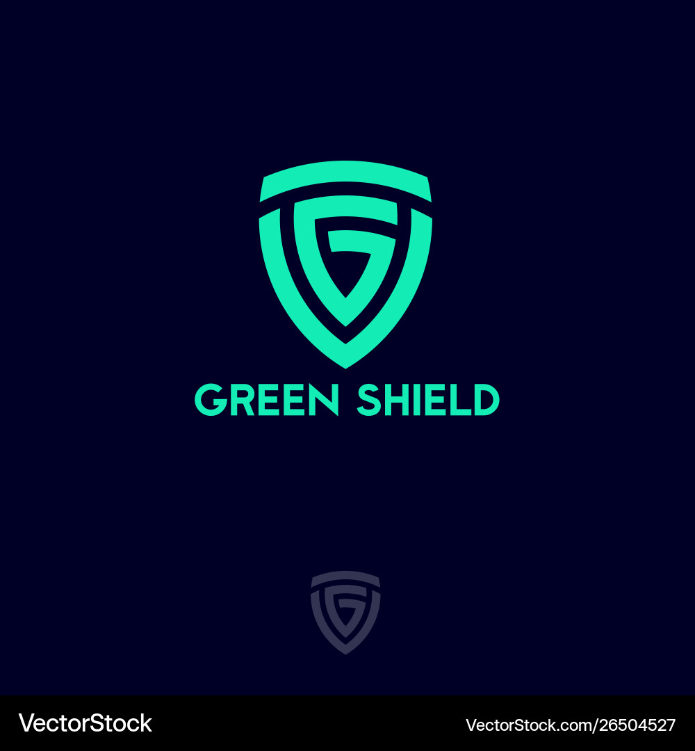 Logo green shield protection system g monogram Vector Image