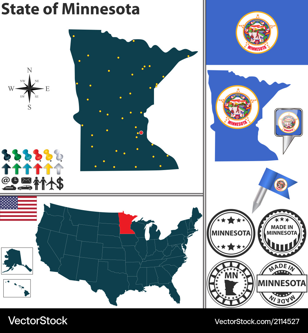 Map of minnesota Royalty Free Vector Image - VectorStock