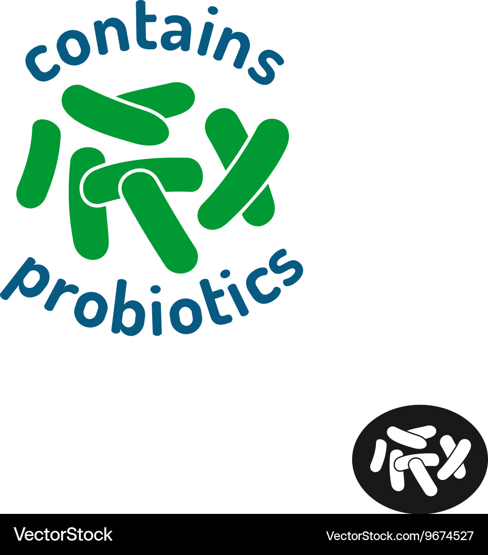 Probiotics icon contains badge logo Royalty Free Vector