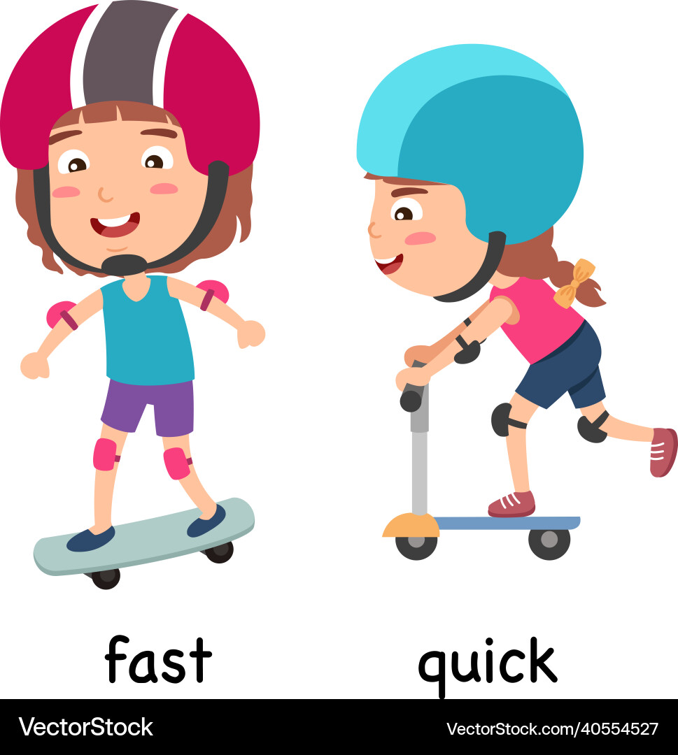 Synonyms adjectives fast and quick Royalty Free Vector Image