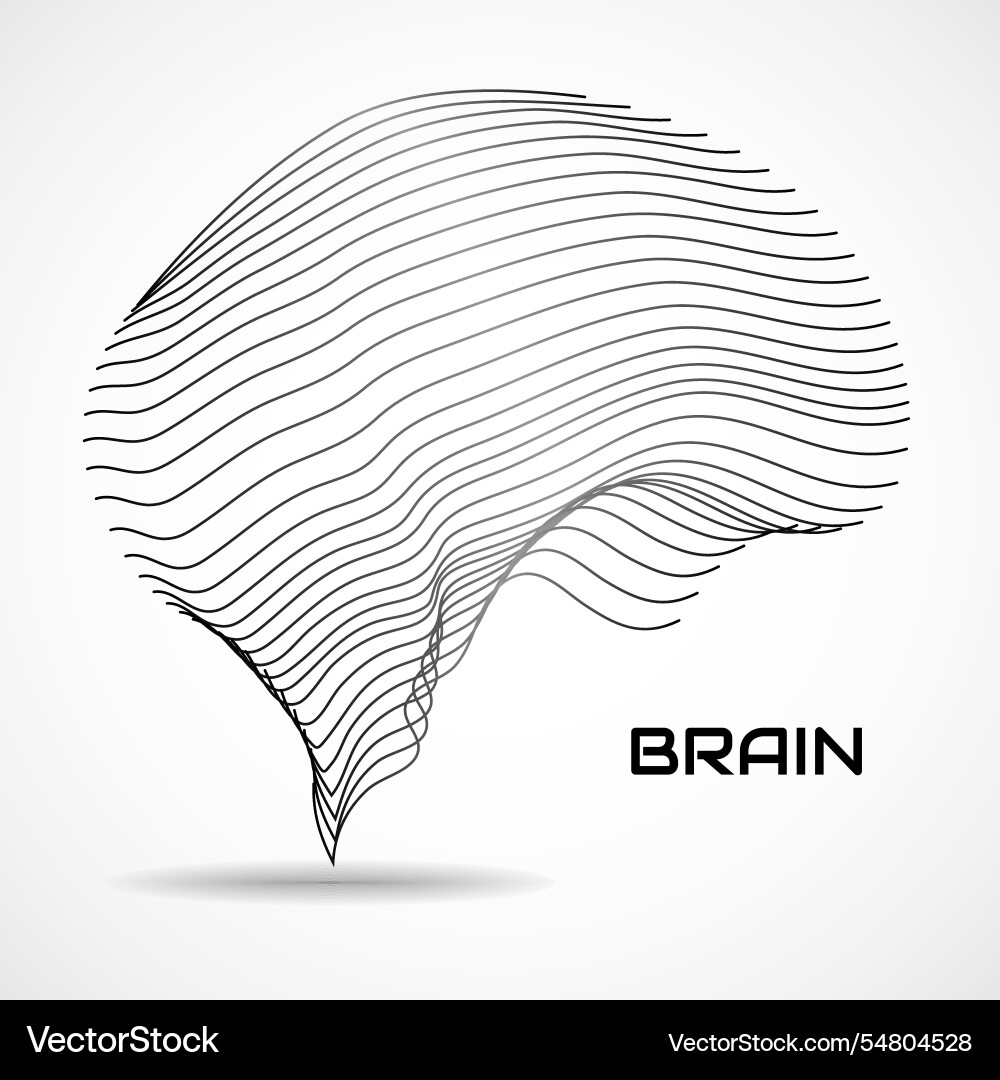 Abstract human brain logo with lines Royalty Free Vector