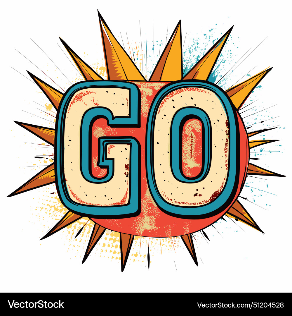 Comic book style word go explosion background Vector Image
