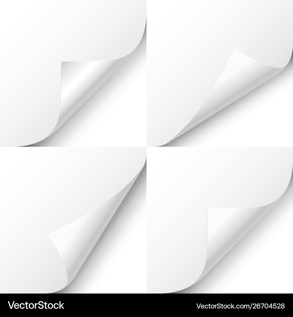 Curled page corner with shadow on transparent Vector Image