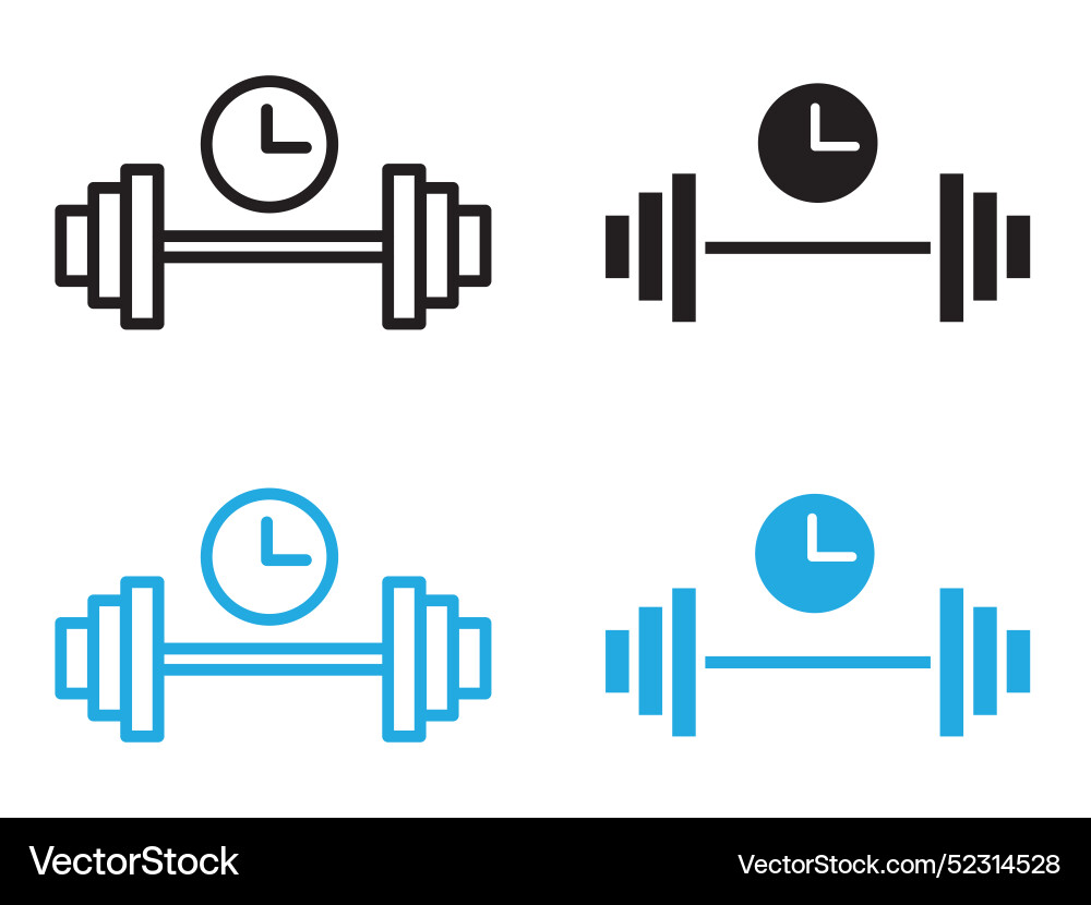 Exercise time icon black and white outline sign Vector Image