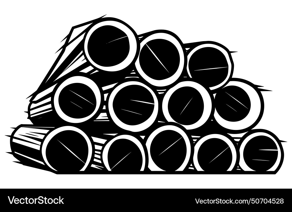 Firewood stack silhouette glyph icon wood log Vector Image